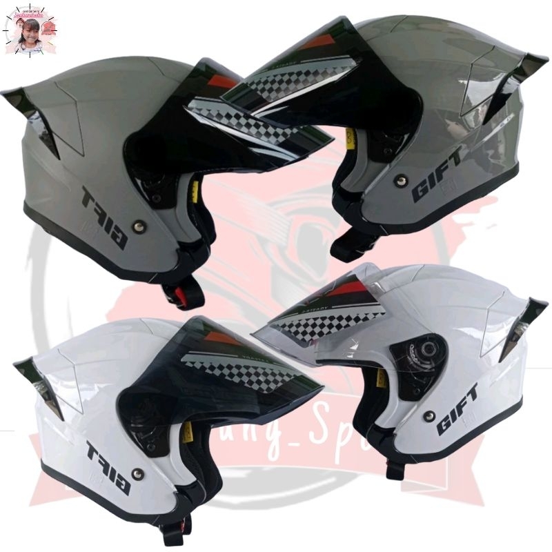 Jual HELM GIFT SARGON SOLID WHITE vrc 03 DARK GREY GIFT SARGON HALF FACE VARIAN WARNA SNI HELM ...
