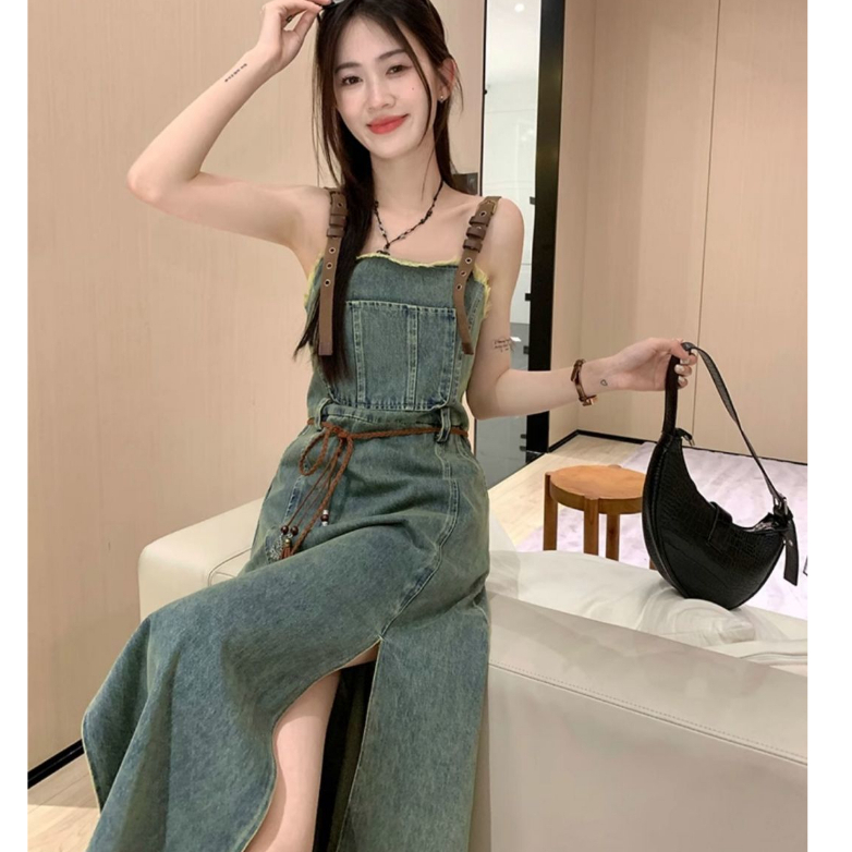 Jual VO-010 NF888 Jumpsuit Perempuan Rok Panjang Denim Terbaru Jumper ...
