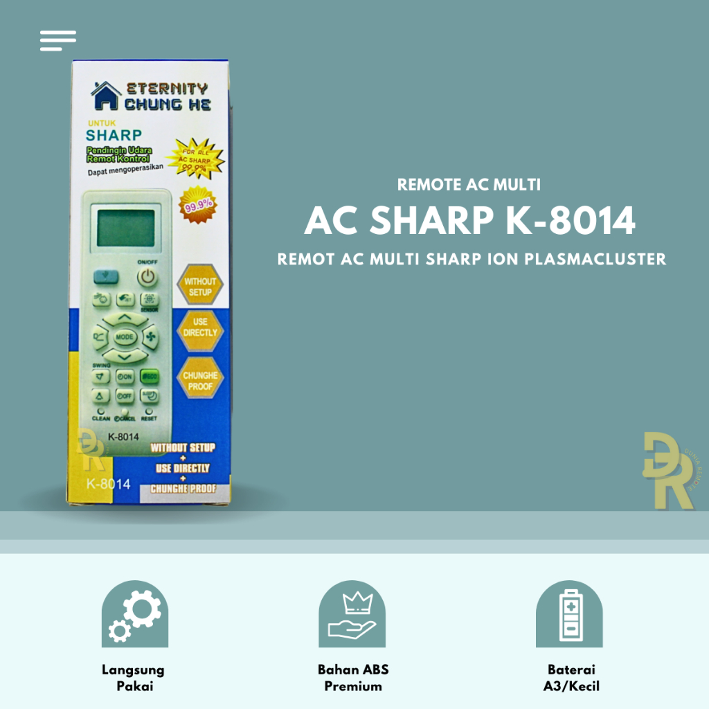 Jual Remot Remote AC Sharp K-8014 ION PLASMACLUSTER Multi Tanpa Setting ...