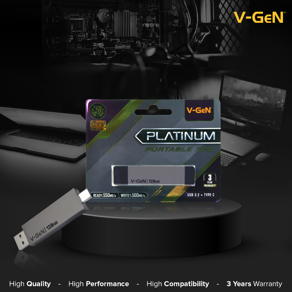 Jual V-GeN SSD Portable 128GB Storage External USB 3.2 Type-C 128 GB ...