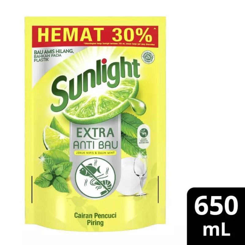Jual Sunlight Extra Anti Bau Jeruk Nipis & Daun Mint 650ml | Shopee ...