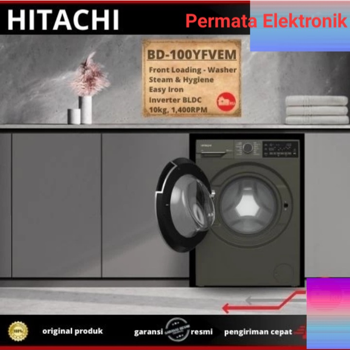 Jual Mesin Cuci Hitachi BD100YFVEM 10Kg Front Loading Dual Jet ...