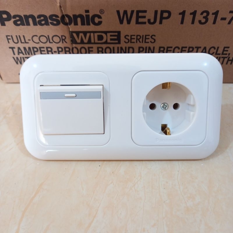 Jual PANASONIC Stop Kontak + Saklar Single / Engkel Lebar WEJP 1131 ...