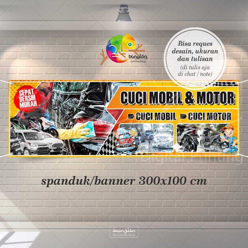 Jual Size 300x100 Cm Spanduk Banner Cuci Mobil Motor, Spanduk Cucian ...