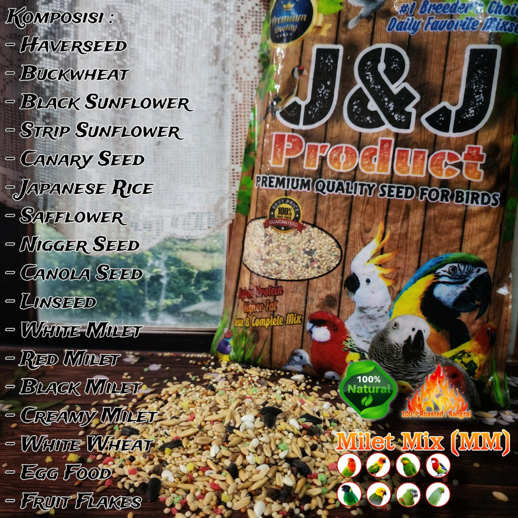 Jual pakan burung J&J Milet Mix MM 1KG pakan harian pakan ternak ...