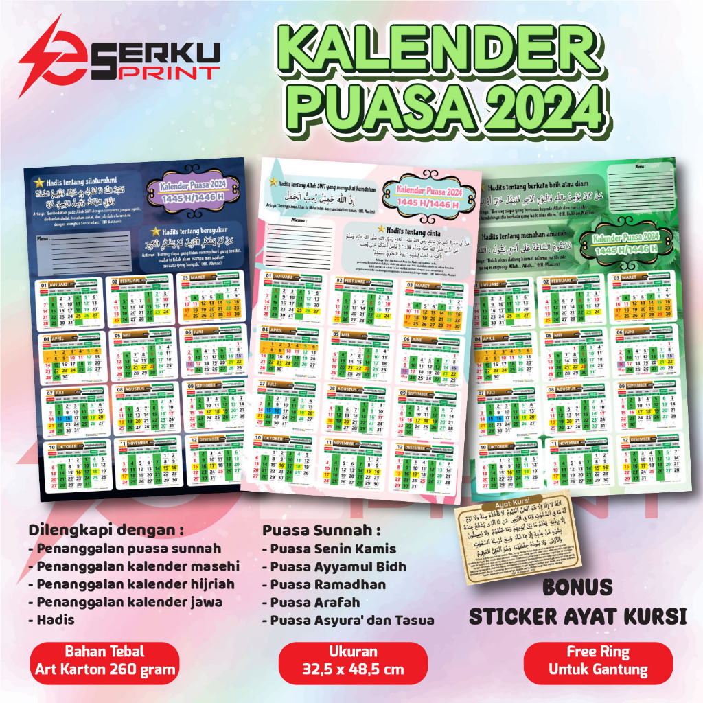 Jual Kalender Puasa 2024 I Komplit + Hadis I Ukuran A3+ I BONUS STICKER ...