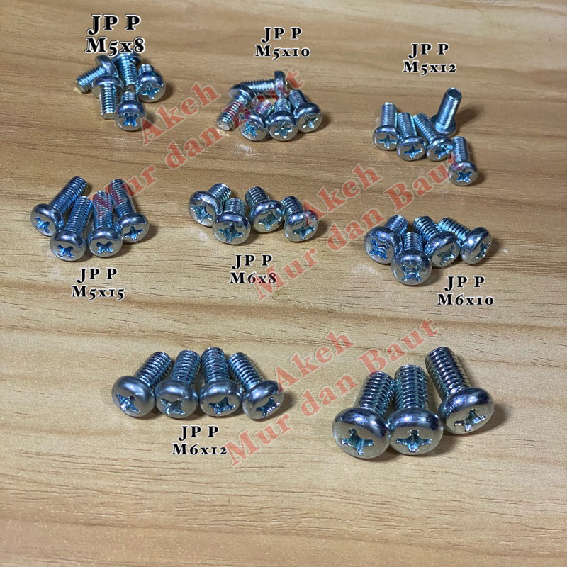 Jual Baut JP Besi M6 / Baut Pan Head M6 / Baut JP M6 Besi Galvanis Murah | Shopee Indonesia