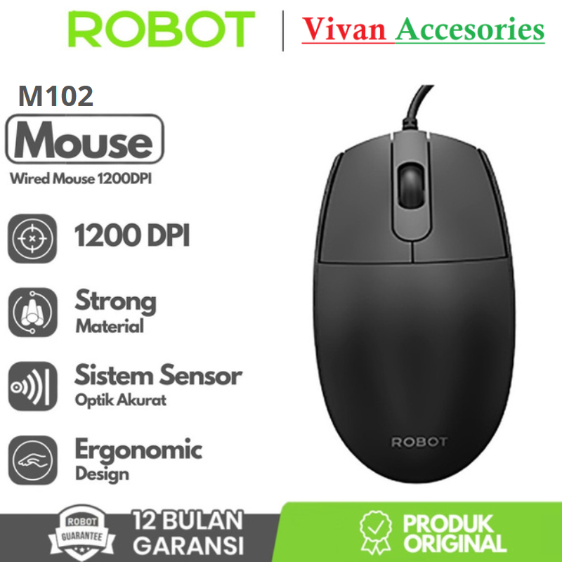 Jual ROBOT M102 Mouse Wired Business Office 1200DPI Mouse Kabel USB For PC | Shopee Indonesia