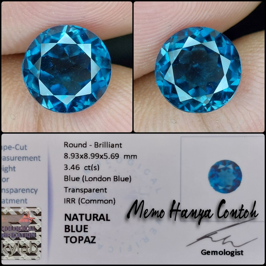 Jual London Blue Topaz Natural Batu Permata Mulia Asli Alam Good ...