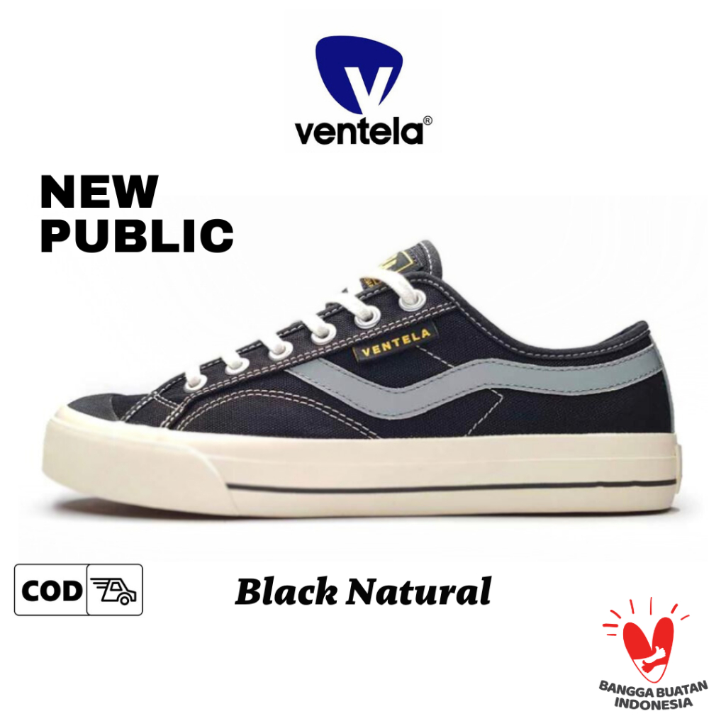 Jual Ventela New Public Low Black Natural [OFFICIAL] | Shopee Indonesia