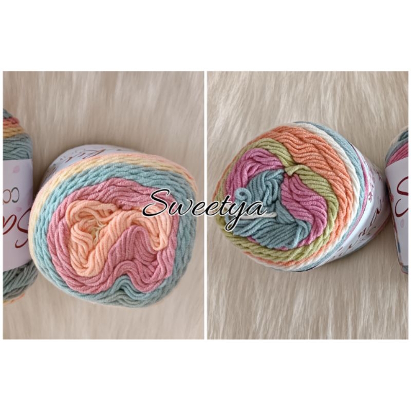 Jual Benang Rajut Katun Susu Rainbow Sakura Cake Milk Cotton Yarn ...