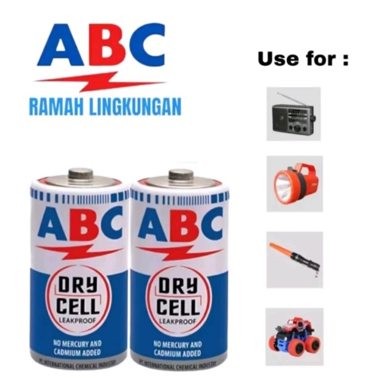 Jual Batre Besar ABC Baterai R20 Biru ( 1 Set / 2 Pcs ) | Shopee Indonesia