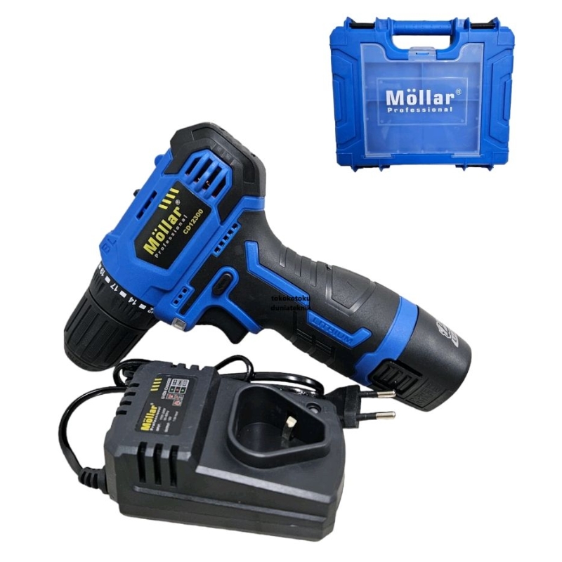 Jual MOLLAR CD12300 BOR CORDLESS BRUSHLESS DRILL 12v IMPACT DRILL 10MM ...