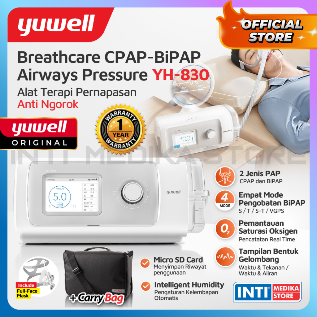 Jual YUWELL - CPAP BiPAP Sleep Apnea Breath Theraphy YH830 | Anti Ngorok | Shopee Indonesia