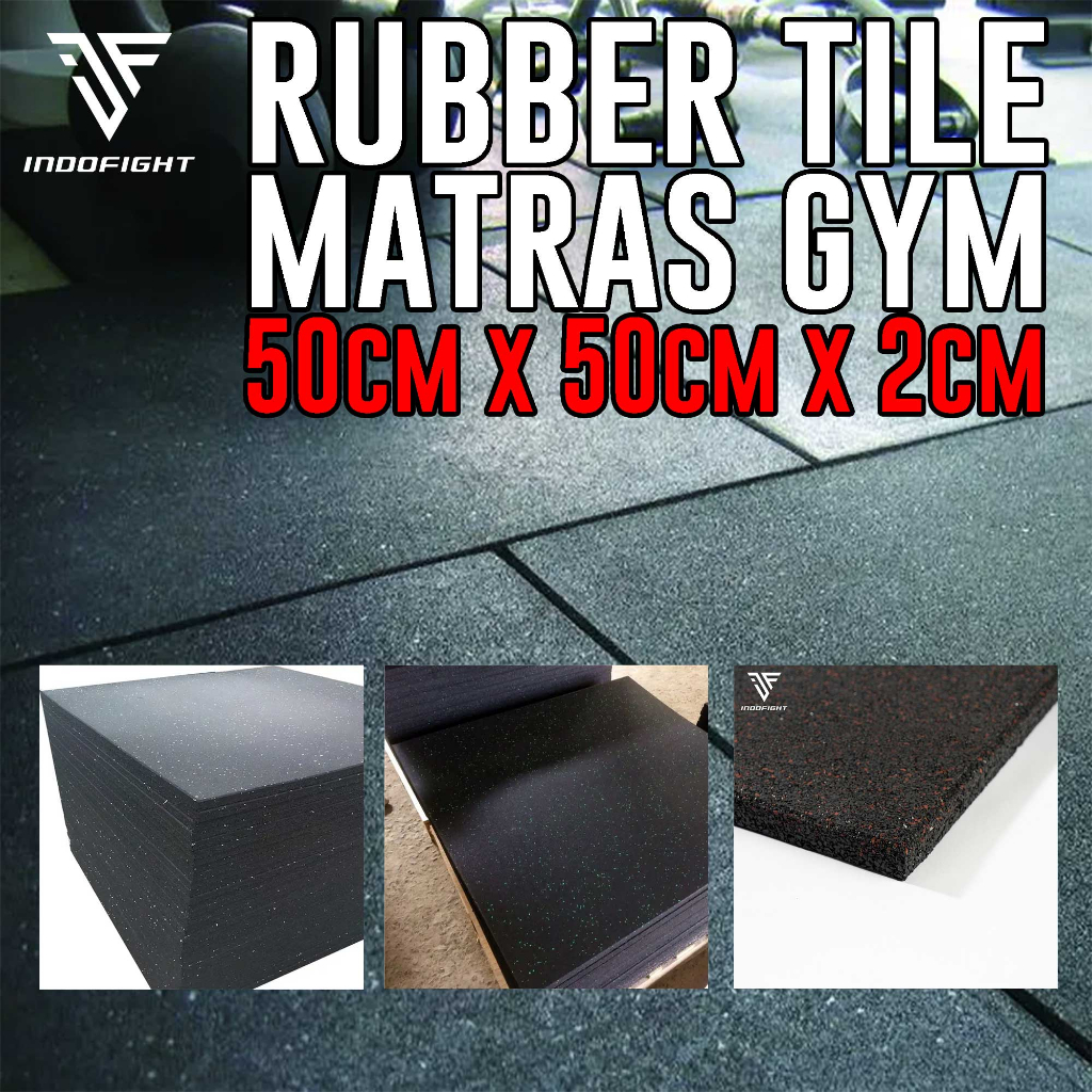 Jual Matras Gym Karet 50cm x50 cm x 2cm Indofight Karpet Fitness Rubber ...