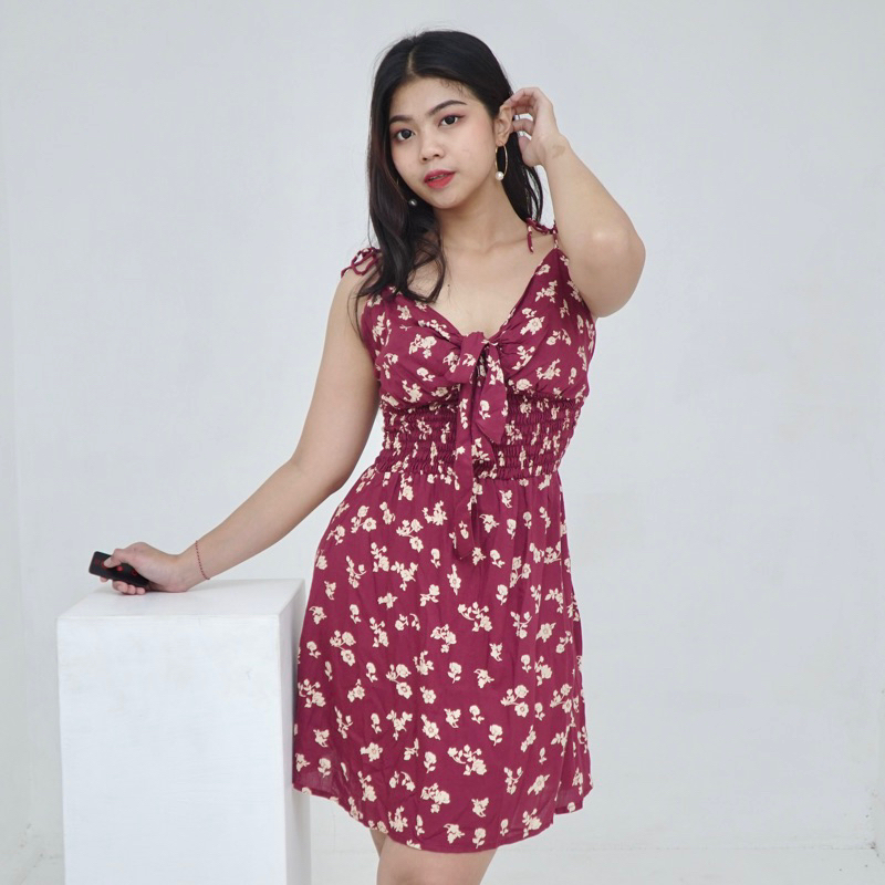 Jual Luna Mini Dress Tali Ikat Depan (M-XXXL) | Shopee Indonesia