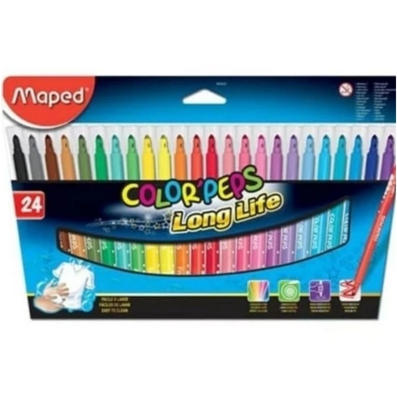 Jual Maped Colorpeps 24 Cardboard Spidol Warna Anak Washable | Shopee ...