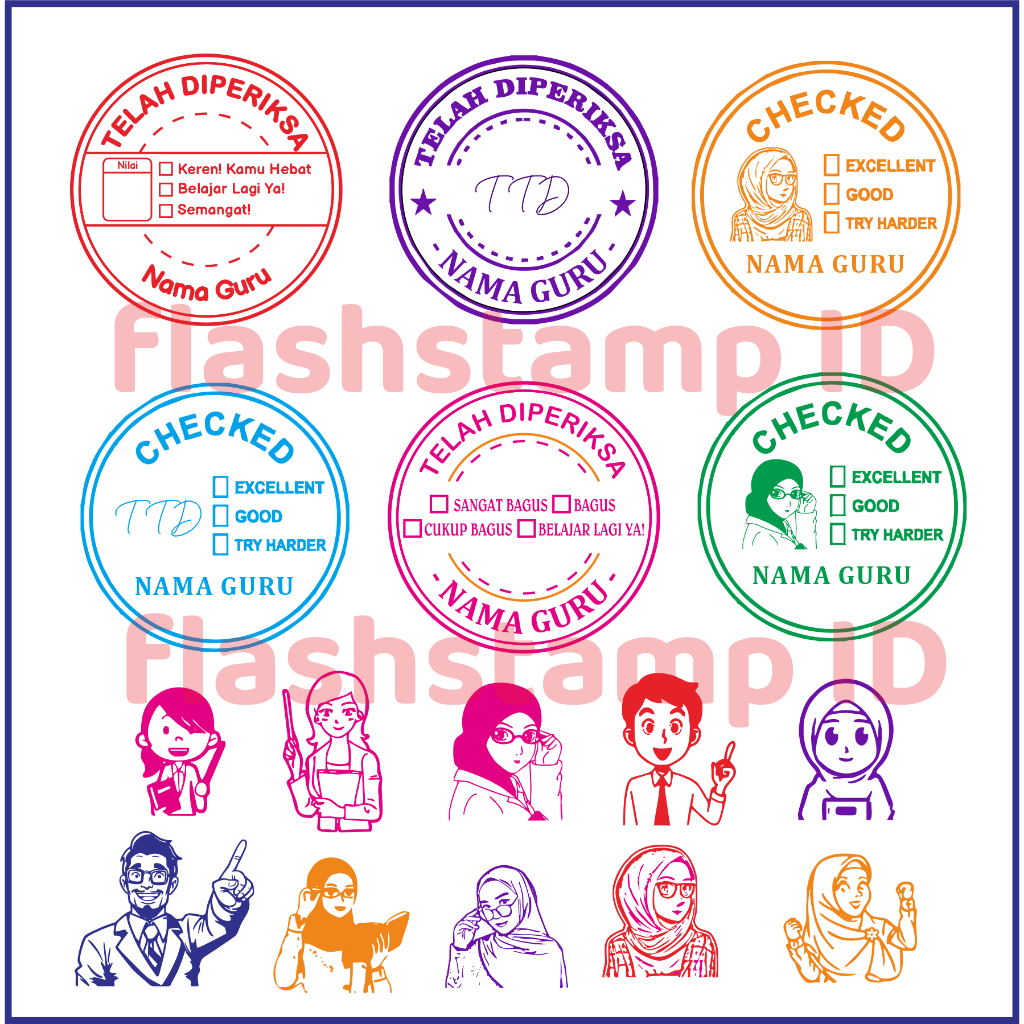 Jual Stempel Guru Bulat Stempel Penilaian Reward Paraf Stempel Nilai ...