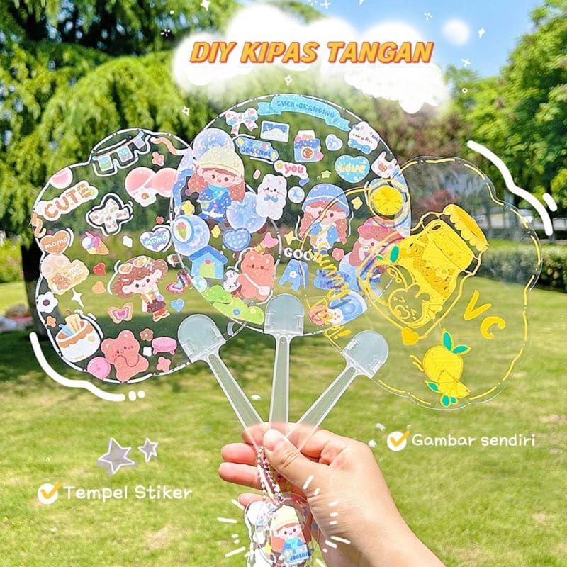 Jual Sticker Kipas Tangan DIY Kreatif Design Tempel Sticker Dengan ...