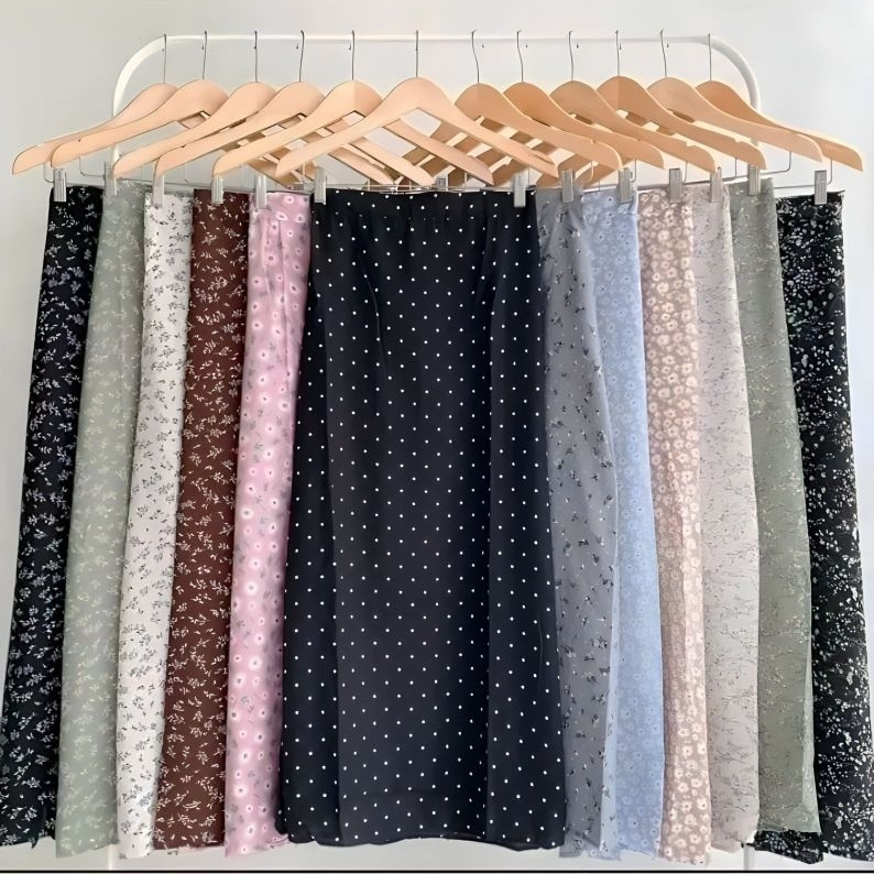 Jual Rok Ukuran Standar Jumbo Skirt | Leona Korean Floral Skirt A-Line ...