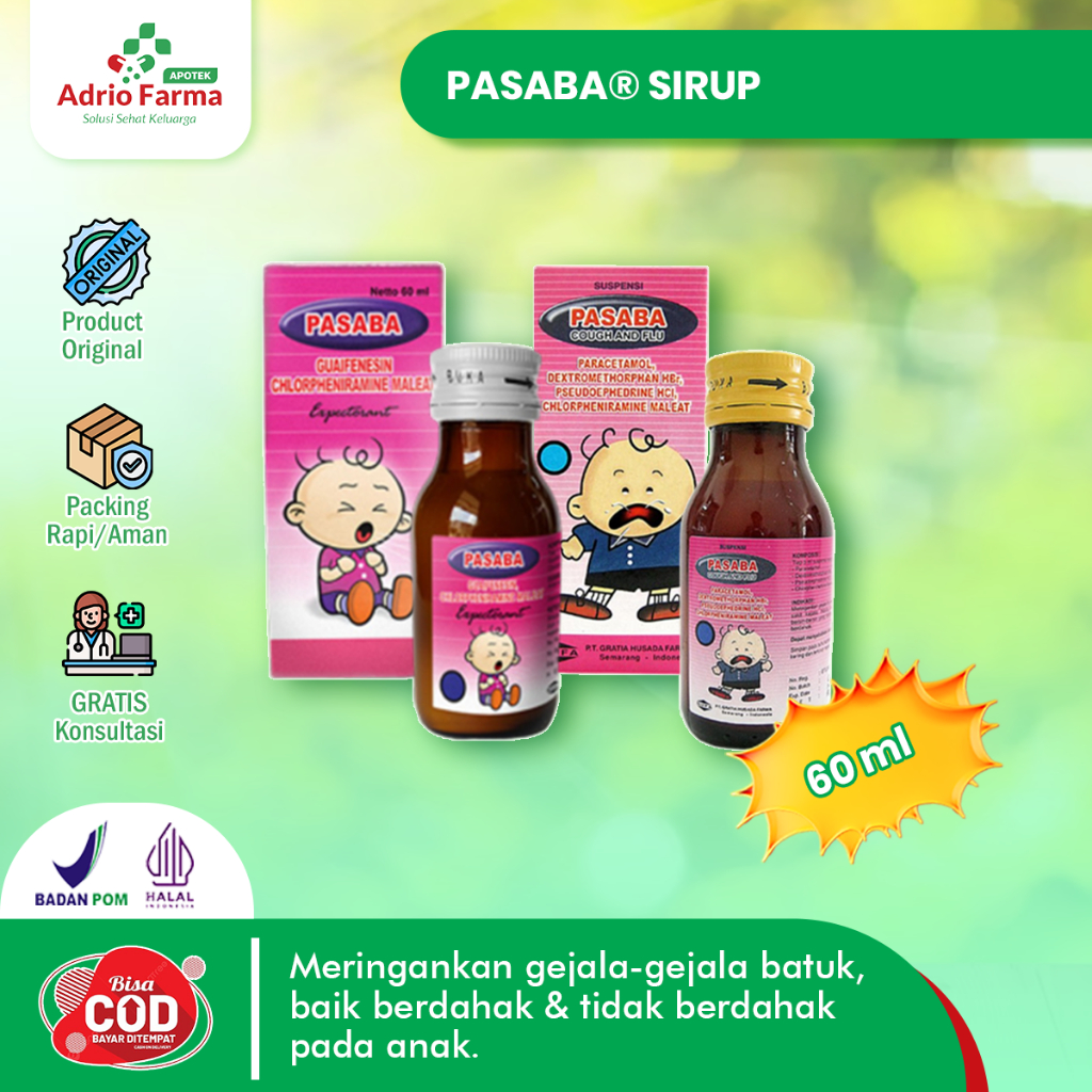 Jual PASABA® SIRUP ANAK - EXPECTORANT - COUGH & FLU @ 60ml ...
