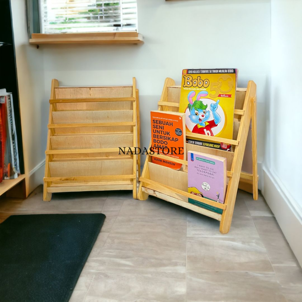 Jual RAK PENYIMPANAN BUKU/RAK MAJALAH KAYU PINUS/RAK BUKU MINIMALIS ...