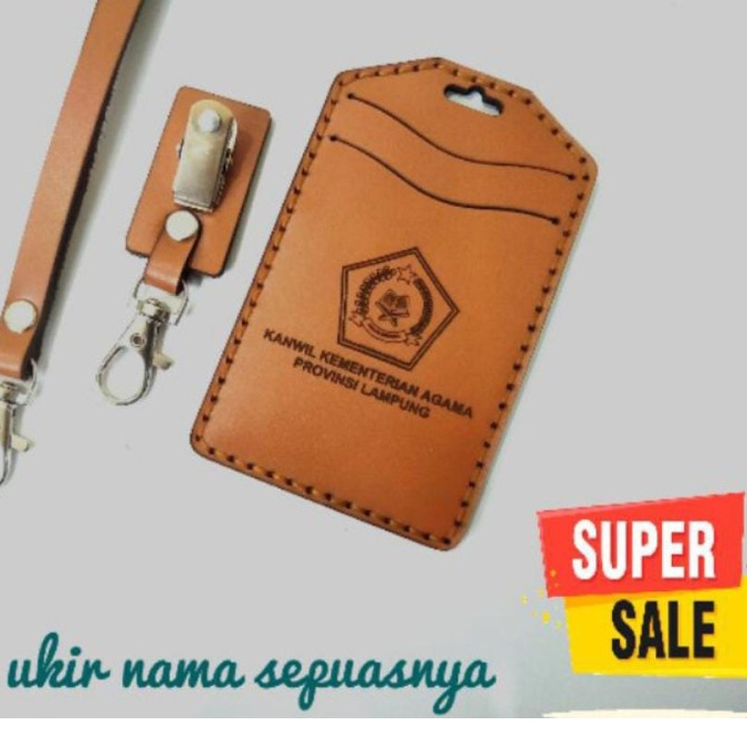 Jual Id Card Holder Kulit, Nametag kulit asli Sapi, Lanyard Kulit Bisa ...