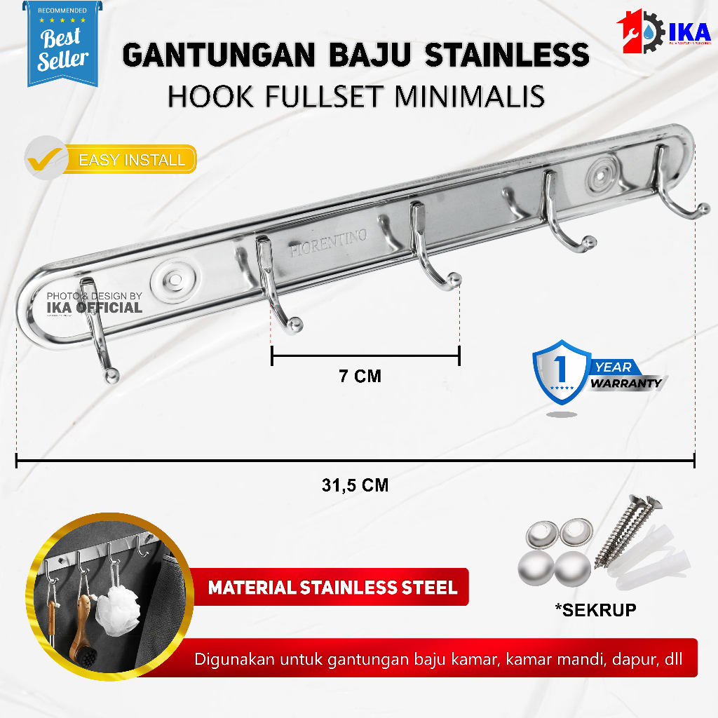 Jual Gantungan Baju SOLIGEN Hanger 5 Kait Plastik PVC Kapstok Dinding ...