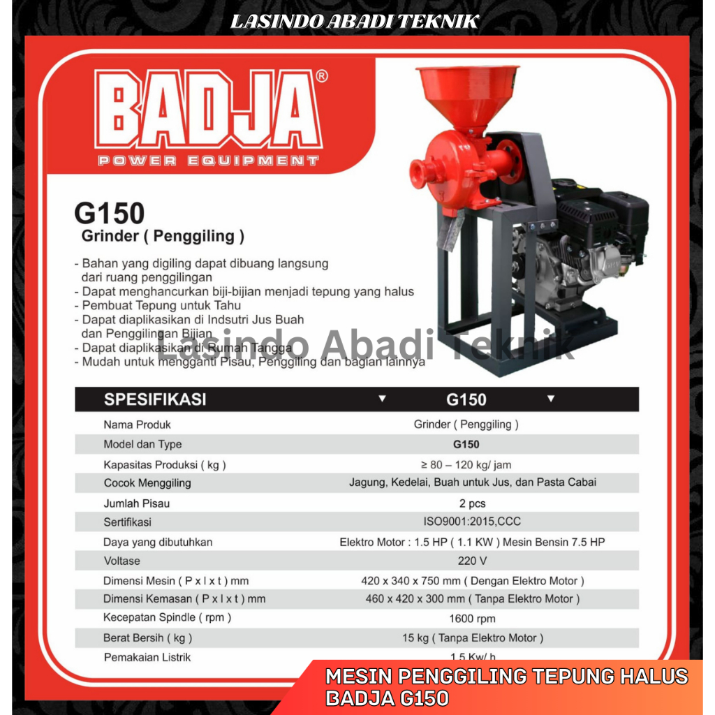Jual Mesin Penggiling Tepung Halus Badja G150 / Mesin Gilingan Penepung ...