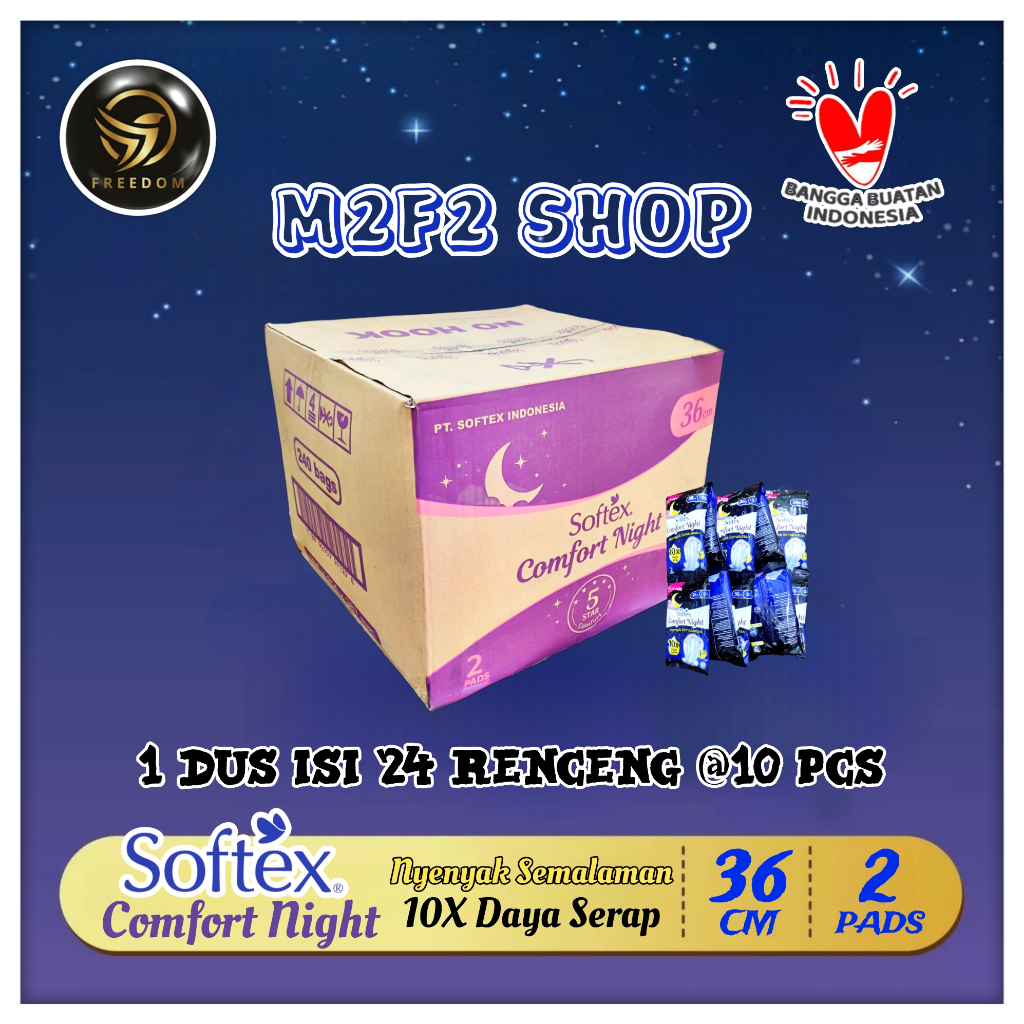 Jual Softex Comfort Night Pembalut Malam Sachet Isi 2 Pads Wing - 36 cm (Kemasan Karton ...