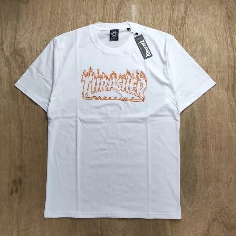 Jual Kaos Thrasher Flame 3D Putih Premium Fulltag | Shopee Indonesia