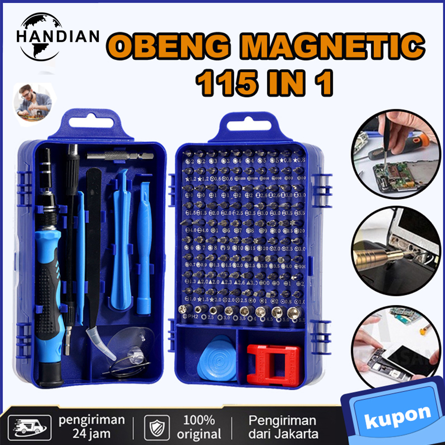 Jual Obeng HP Full Set 115 in 1 Multifungsi/Obeng 115 in 1 HP Full Set Obeng Service Komputer ...
