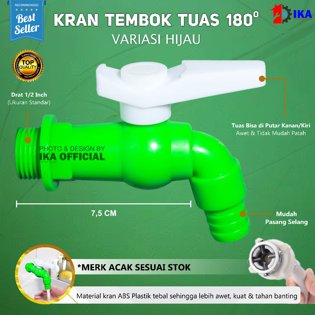 Jual Kran PVC SKL 1/2" Inch Putar Kiri Kanan / Keran Air Tembok / Stop ...