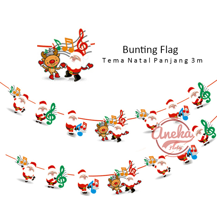 Jual banner Natal / bunting flag Ornamen Natal / Banner ornamen Pohon ...