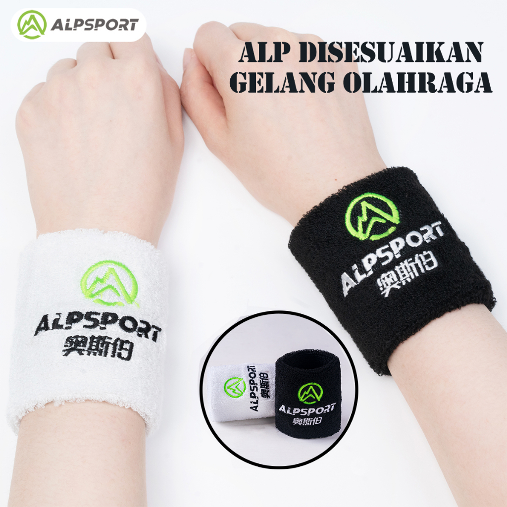Jual ALPSPORT Beyond Wrist Sweatband Gelang Katun Hitam Gelang Katun ...