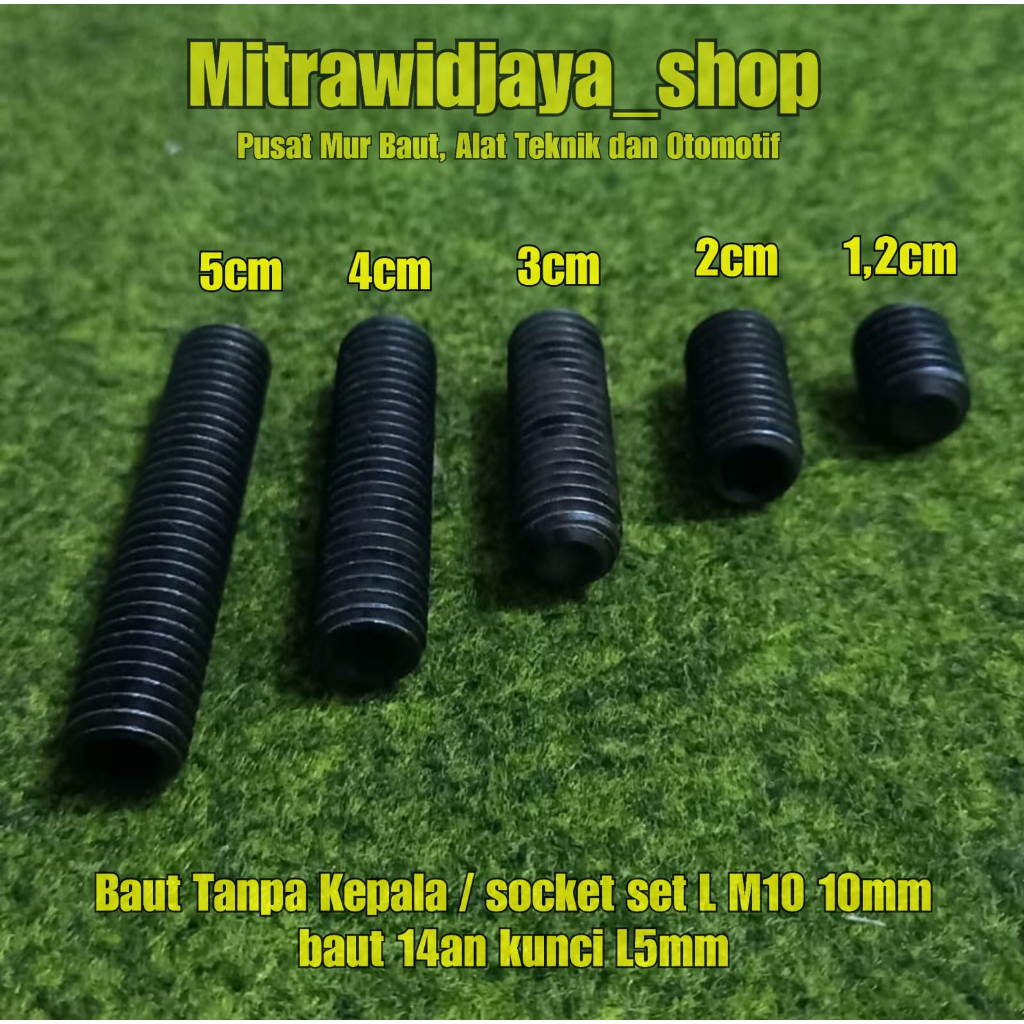 Jual baut socket set L screw M10x12, 20, 30, 40, 50 kunci L 5mm setara ...