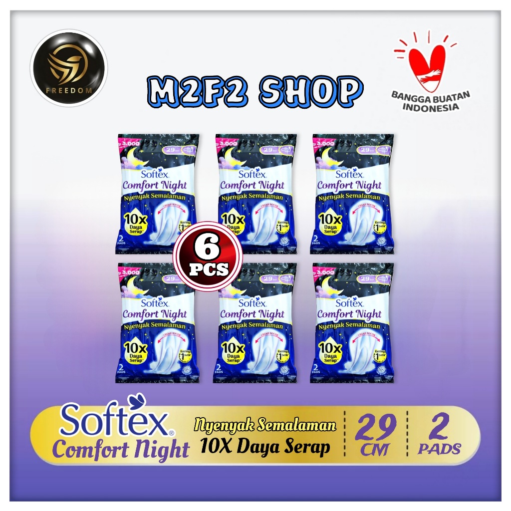 Jual Softex Comfort Night Pembalut Malam Sachet Isi 2 Pads Wing - 29 cm ...