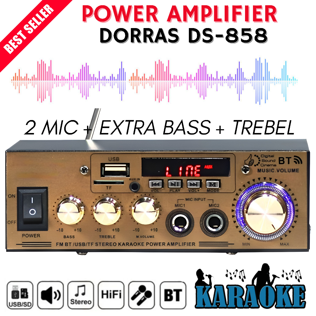 Jual Amplifier Mini Bluetooth Dorras DS-858 Bass Trable Streo Karaoke Audio Power Amplifier 2 ...