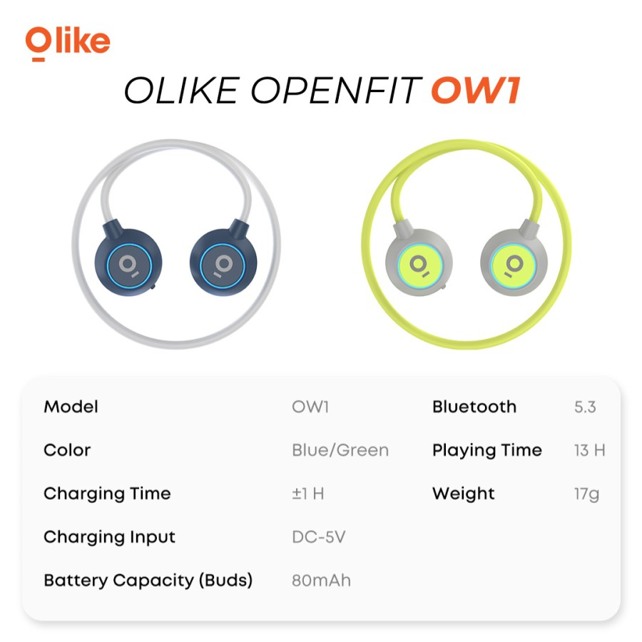 Jual Olike OW1 Open Ear Sport TWS headset bluetooth 5.3 Air Bone ...