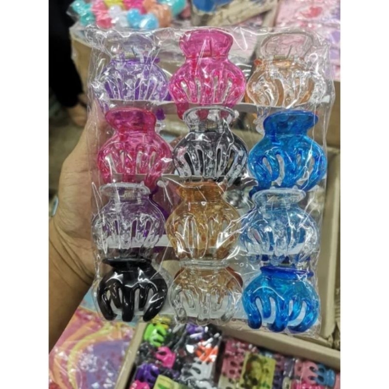 Jual Jepit rambut jedai bening warna isi 12 pcs ukuran 5 cm Gigi 5 bening warna | Shopee Indonesia