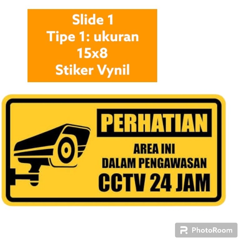 Jual Stiker vynil Area Ini Diawasi CCTV 24 Jam Stiker Himbauan Label sign sticker Area Diawasi ...