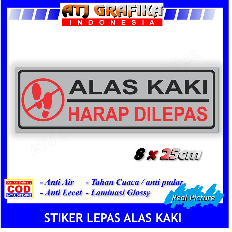 Jual Stiker label alas kaki harap dilepas sticker kebersihan lantai ...