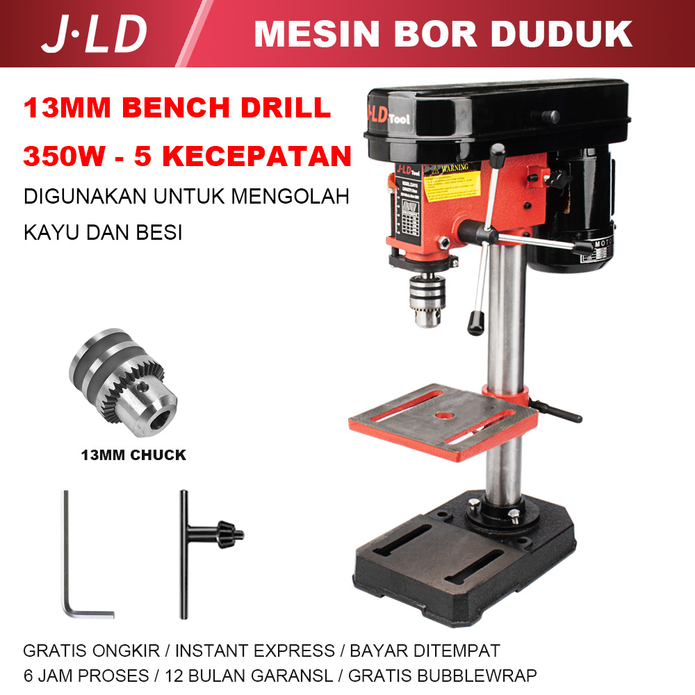 Jual JLD 13MM Mesin Bor Duduk 350W Bench Drill Heavy Duty 5-Speed Drill ...