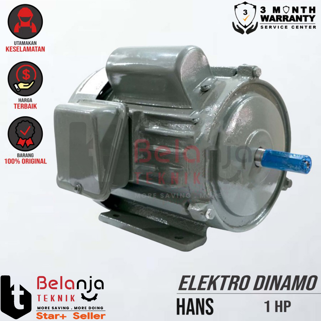 Jual Hans Motor Mesin Dinamo Electro Motor 1 HP 1 Phase 4 Pole | Shopee ...