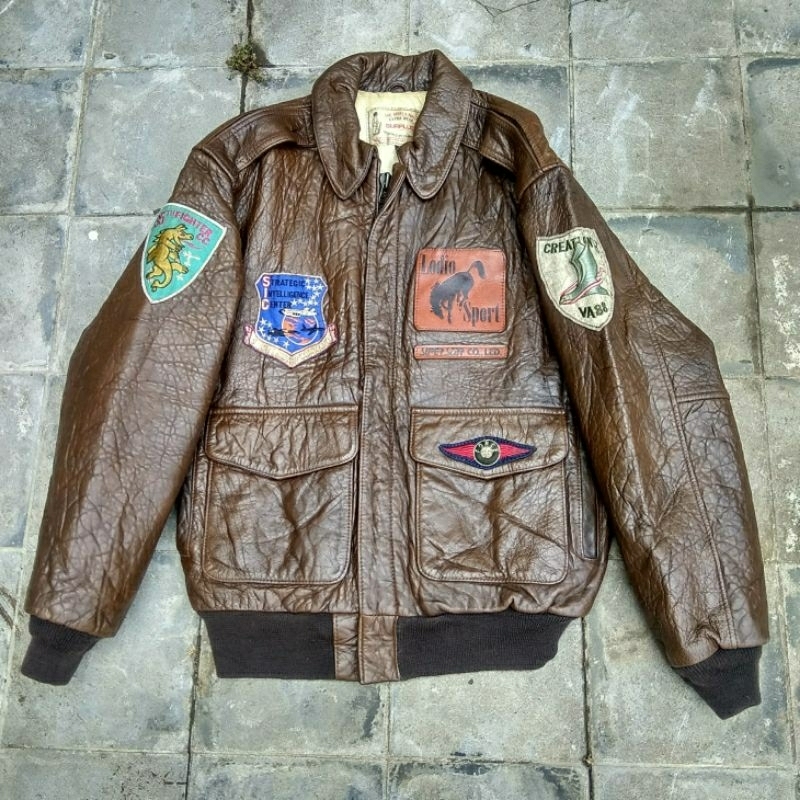 Jual surplus type A2 jaket kulit bomber pilot flight jacket not schott ...