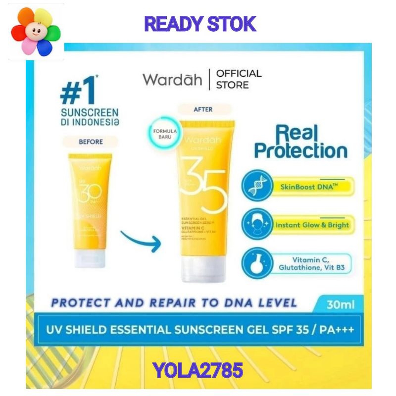 Jual Wardah UV Shield Essential Sunscreen Gel SPF 30 SPF 35 40 ml 40ml | Shopee Indonesia