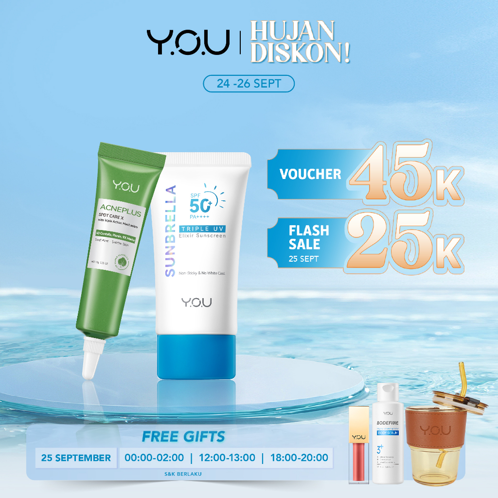 Jual YOU Sunbrella Triple UV Elixir Sunscreen Gel SPF 50+ PA++++ 2in1 ...