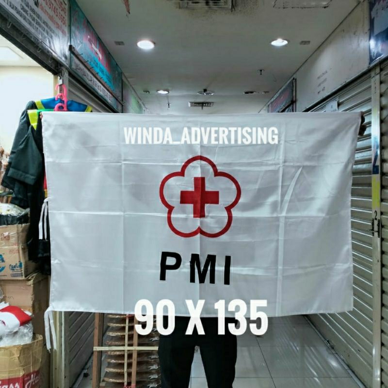 Jual Bendera PMI Bendera Palang Merah Indonesia Ukuran 90 x 135 cm ...