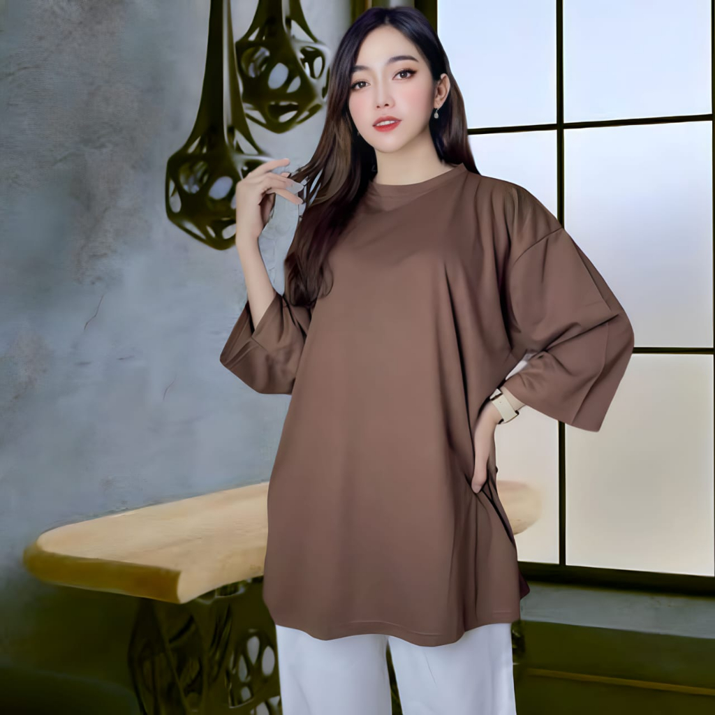 Jual DEWIE ATASAN OVERSIZE LD 130 POLOS BASIC baju wanita kaos oblong ...