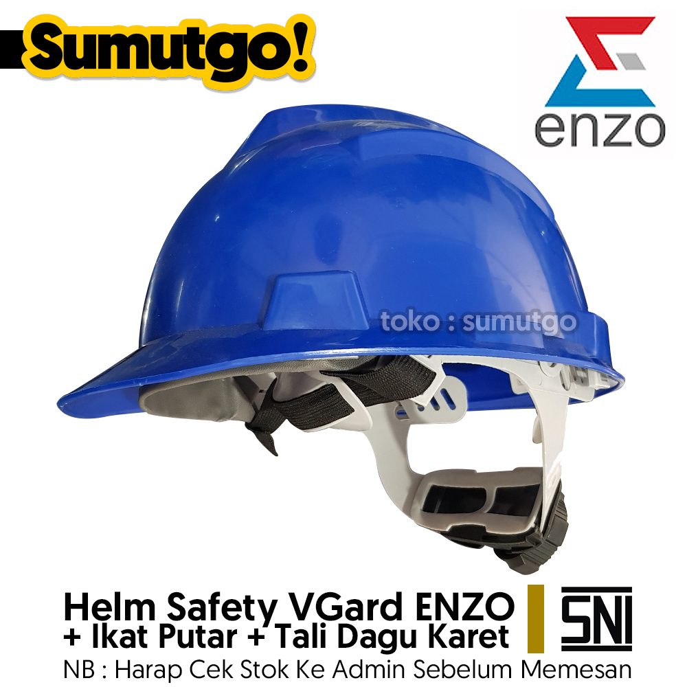 Jual Helm Safety Proyek warna Biru merek ENZO + ikat Kepala Putar ...
